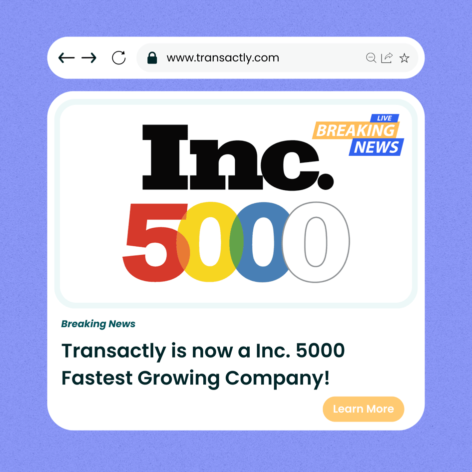 Transactly has made it onto the Inc. 5000 List!